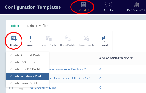 Xcitium Enterprise Admin Guide - Create Configuration Profiles | Xcitium